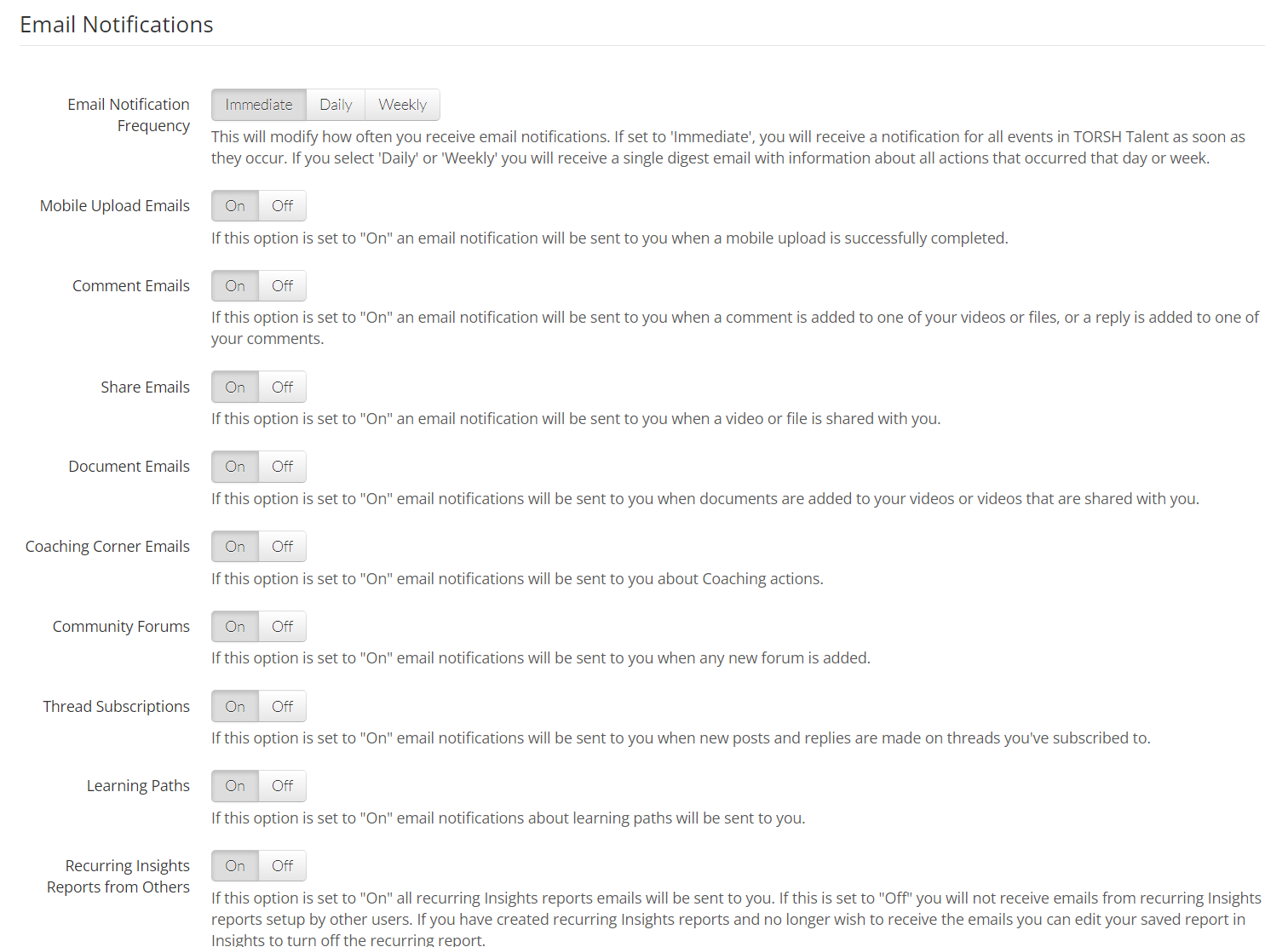 How to change your Email Notifications settings – TORSH Talent
